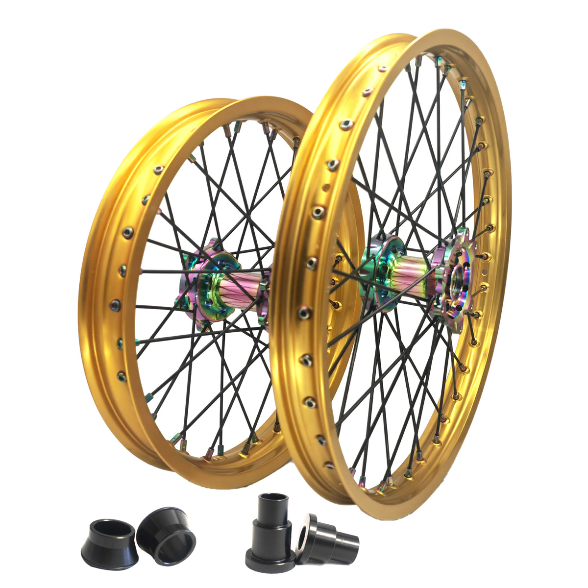 Customizable 1.6*21" & 2.15*18" Electric Dirtbike Wheels Gold Rim For ...