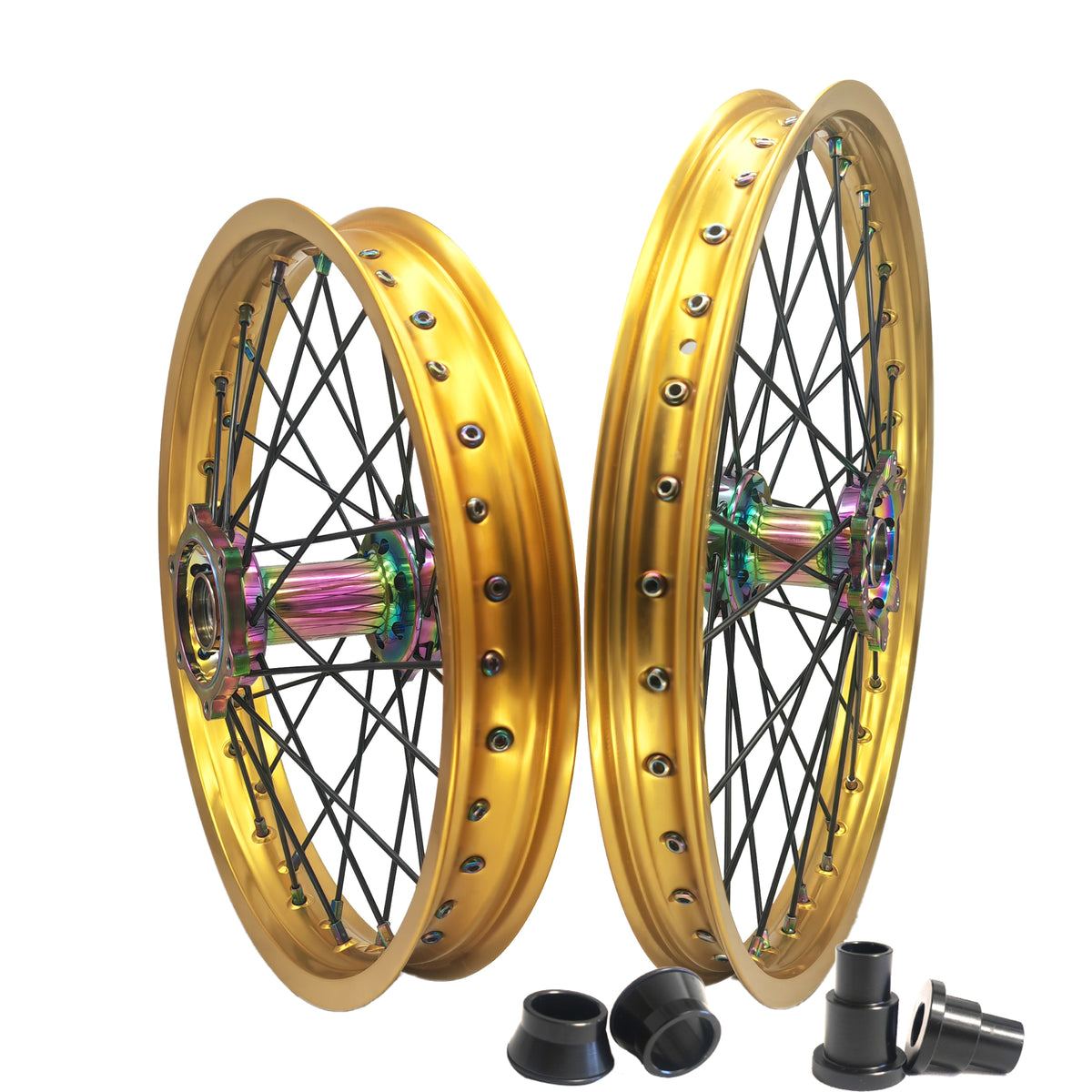 Customizable 1.6*21" & 2.15*18" Electric Dirtbike Wheels Gold Rim For ...