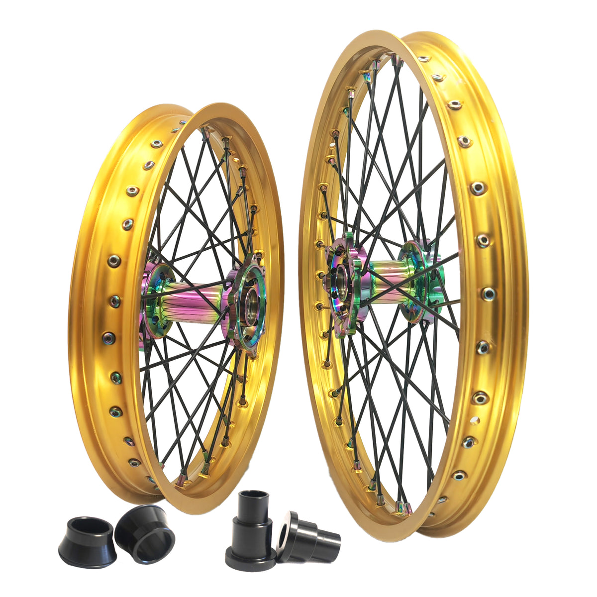 Customizable 1.6*21" & 2.15*18" Electric Dirtbike Wheels Gold Rim For ...